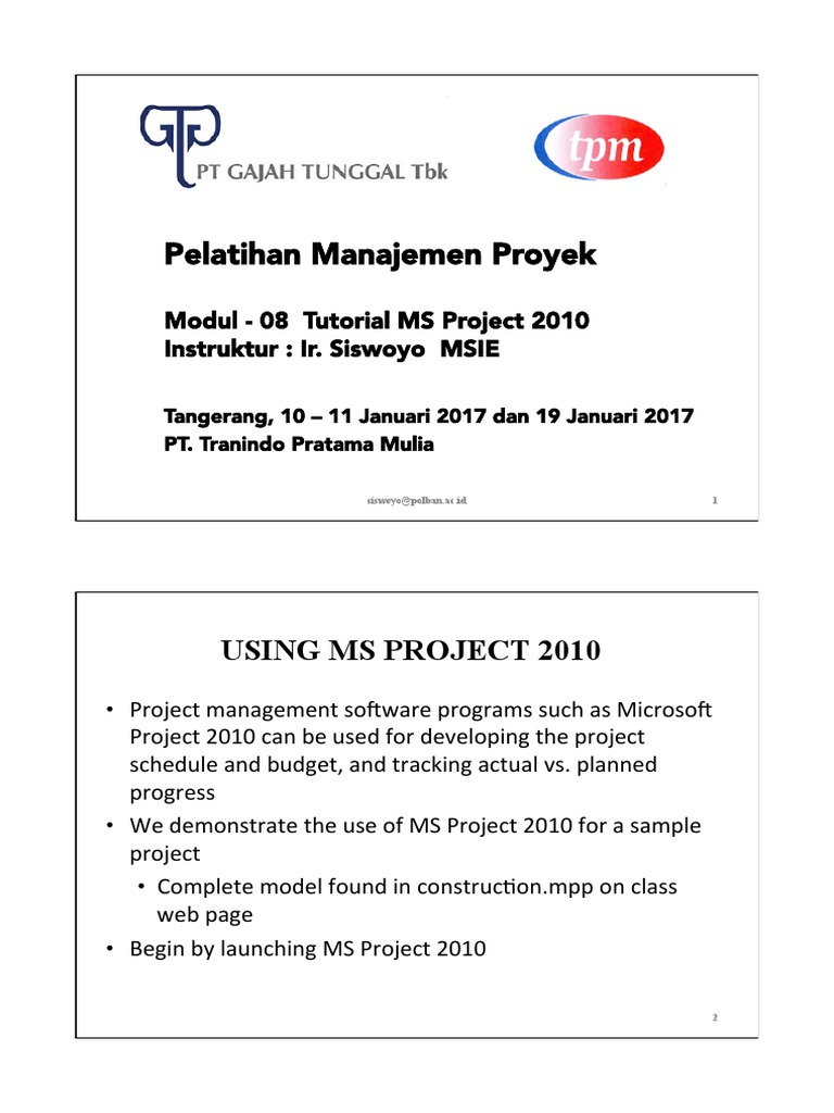 MS Project 2010 Training Guide | PDF | Computing | Computing And ...