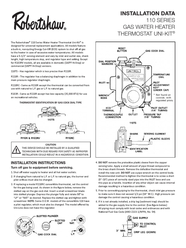 Valvula Unitrol Calentador | PDF | Thermostat | Thermocouple
