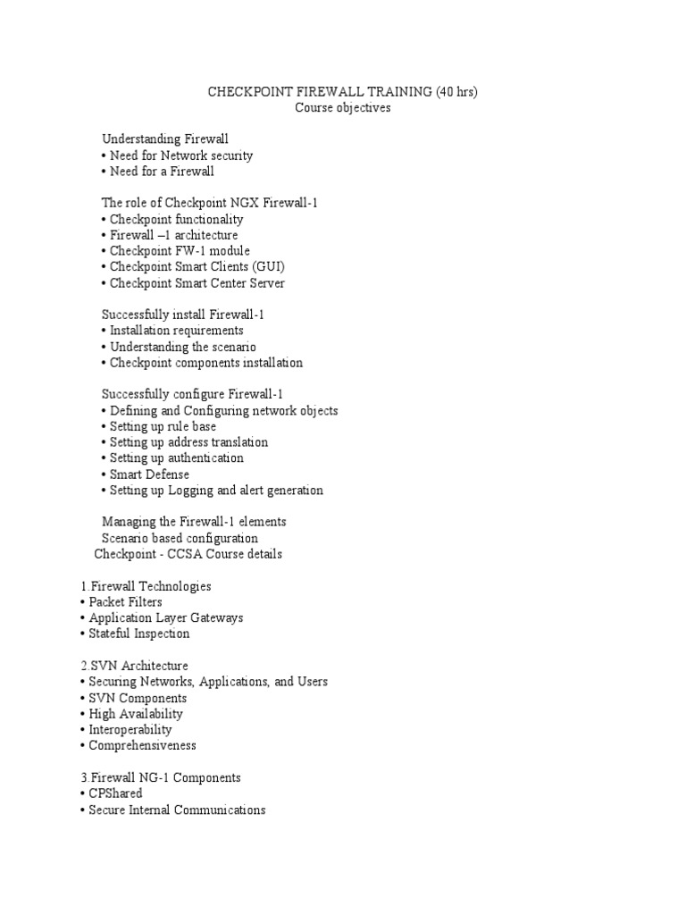 Checkpoint Firewall Training | PDF