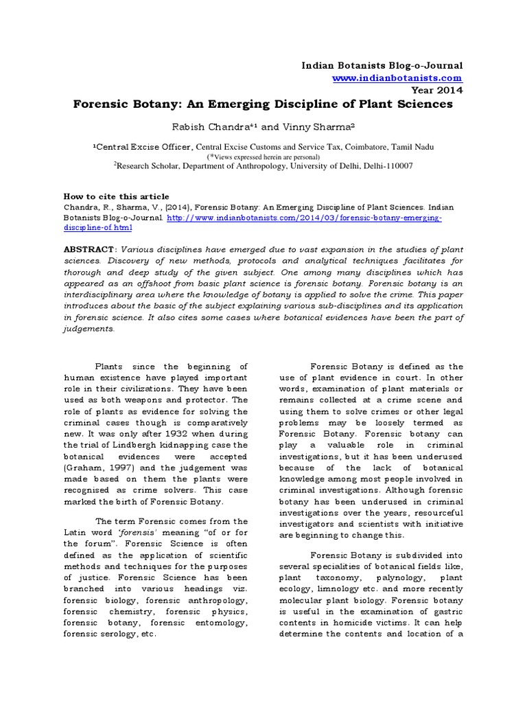 Forensic Botany: A Key to Crime Solving | PDF | Forensic Science | Botany