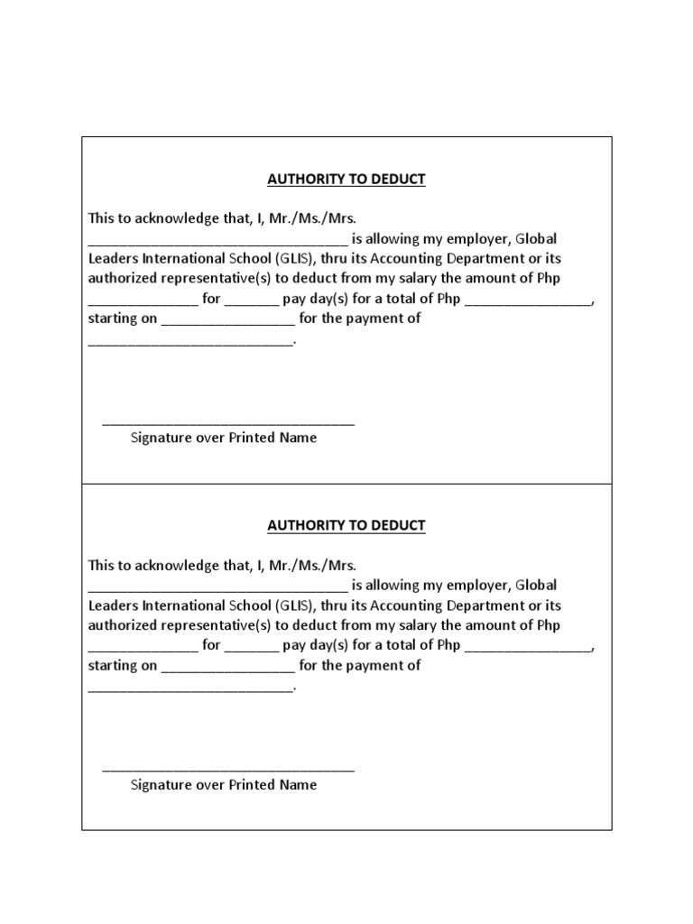 Authority Deduct | PDF