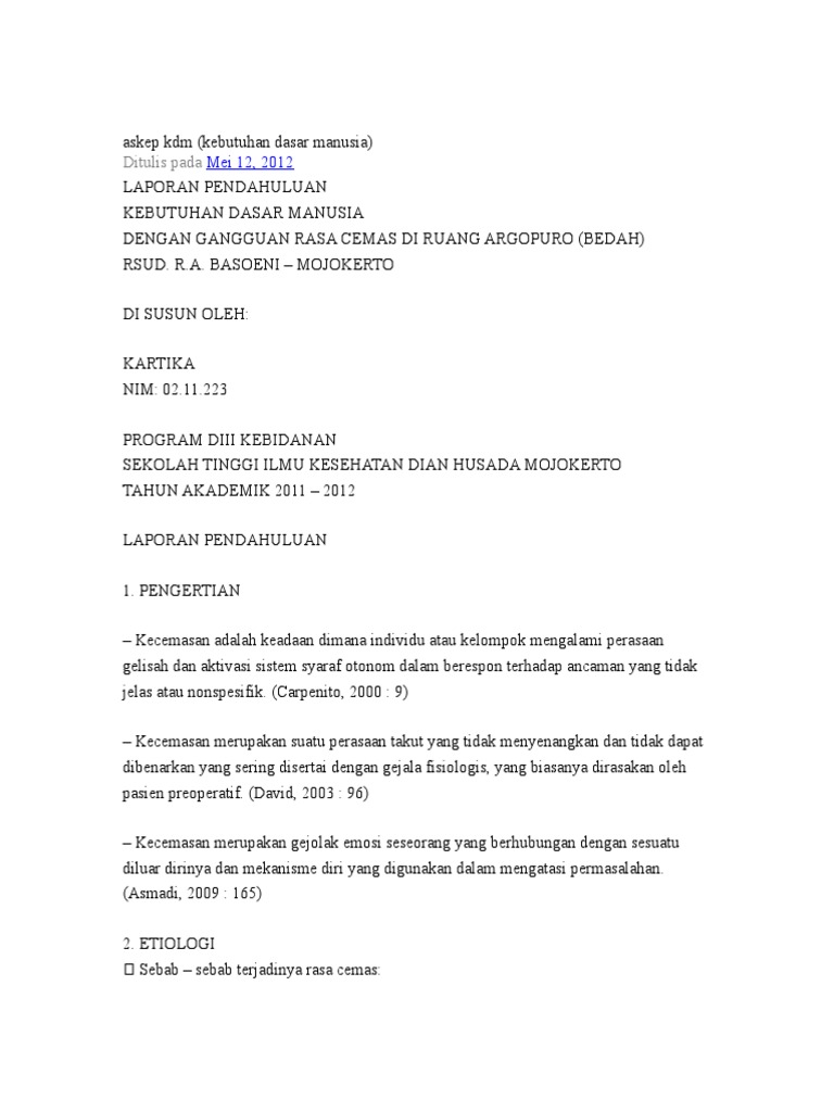 Askep N LP Gangguan Rasa Cemas | PDF