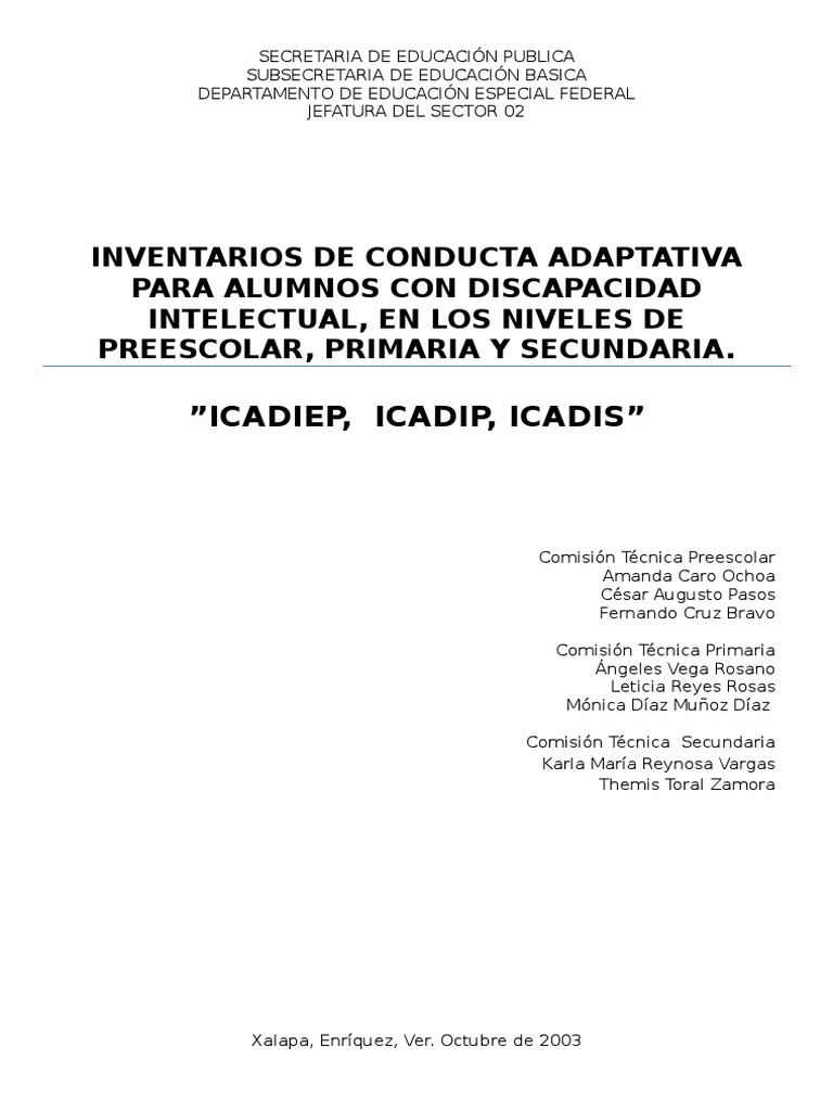 Inventarios de Conducta Adaptativa para Alumnos Con Disc | PDF | Jardín ...