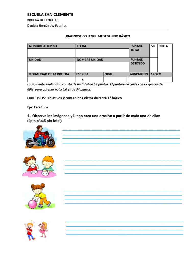 Evaluación Diagnostica Lenguaje Segundo | PDF