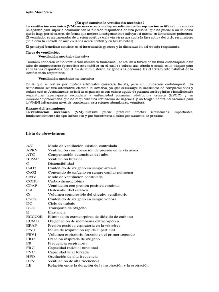 Lista de Abreviaturas | PDF | Sistema respiratorio | Respiración