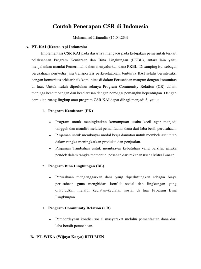 Penerapan CSR Di Indonesia | PDF