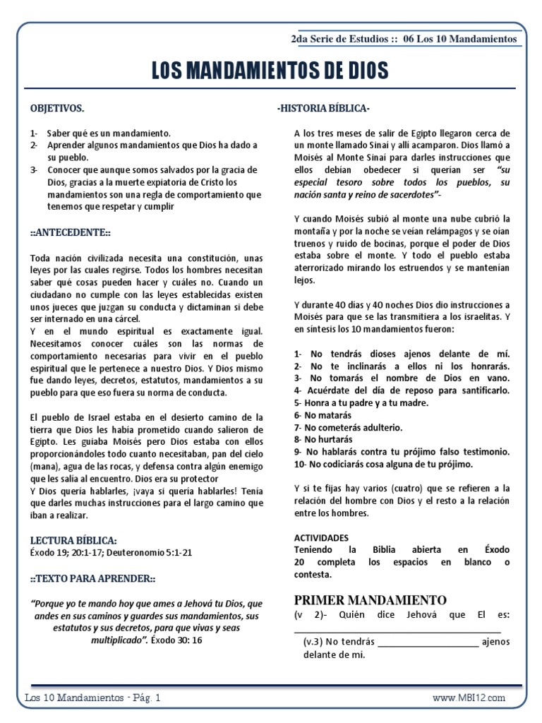 2da Serie de Estudios - 06 Los 10 Mandamientos | PDF | Moisés | Yahvé