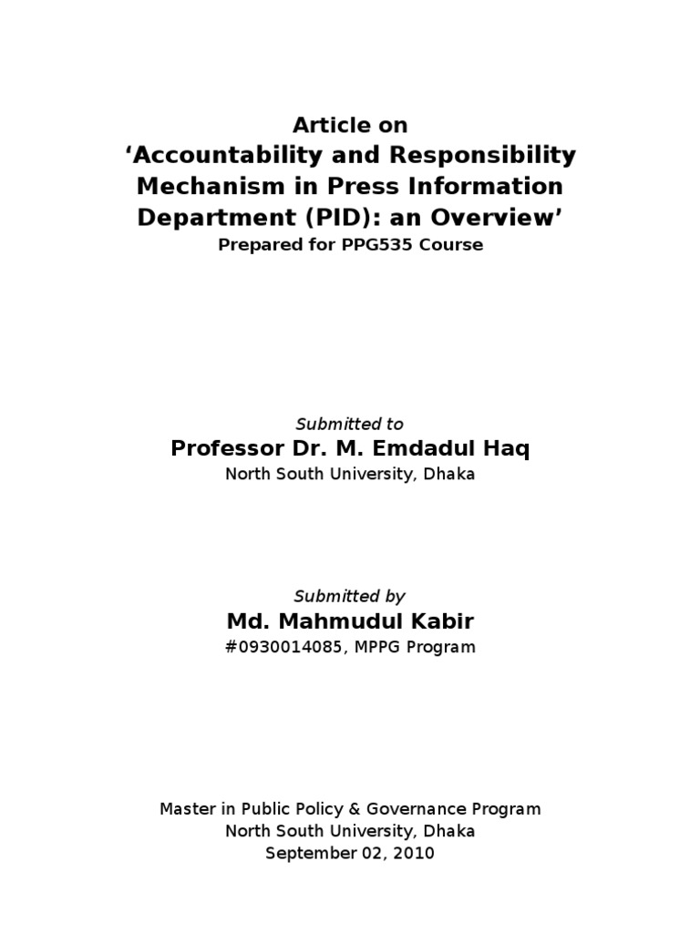 Accountability and Responsibility Mechanism in Press Information ...