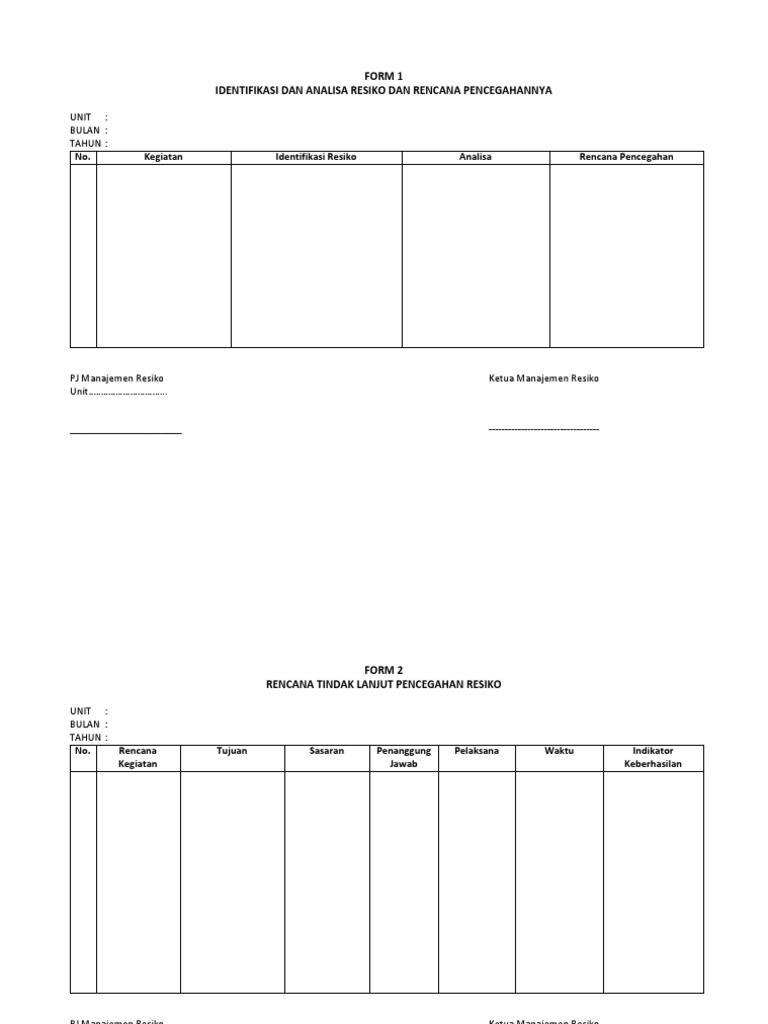 Form Manajemen Risiko | PDF