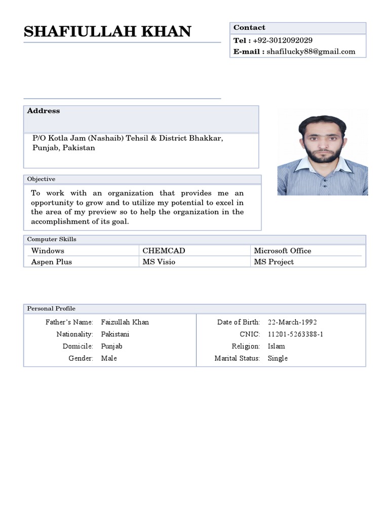 Shafiullah Khan: Contact Tel: +92 3012092029 | PDF | Pakistan