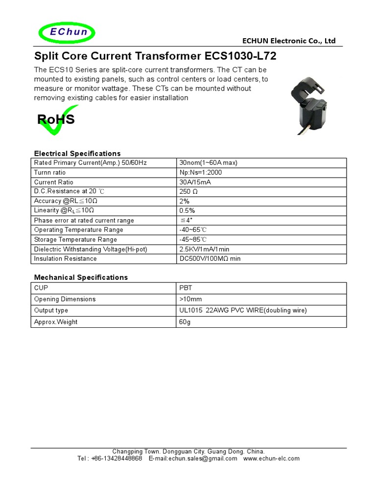 Ecs1030 L72 Spec | PDF | Electrical Equipment | Physical Quantities