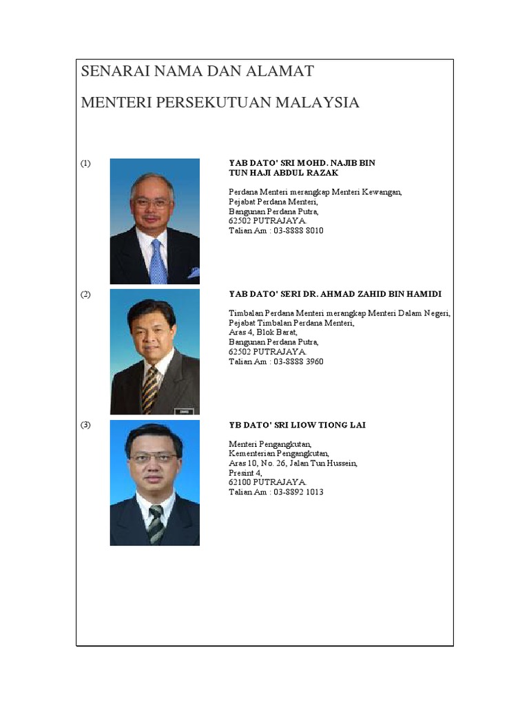 Senarai Jemaah Menteri Malaysia | PDF