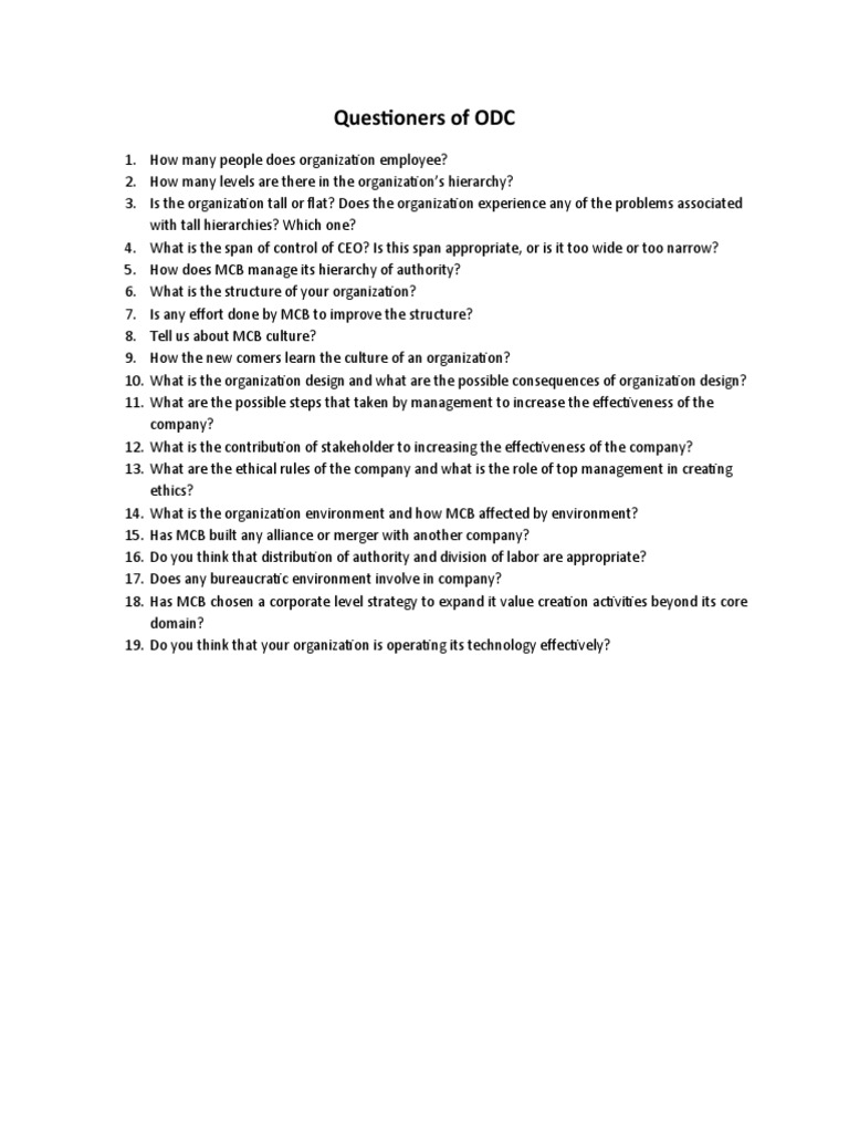 MCB Organizational Structure and Culture Insights | PDF