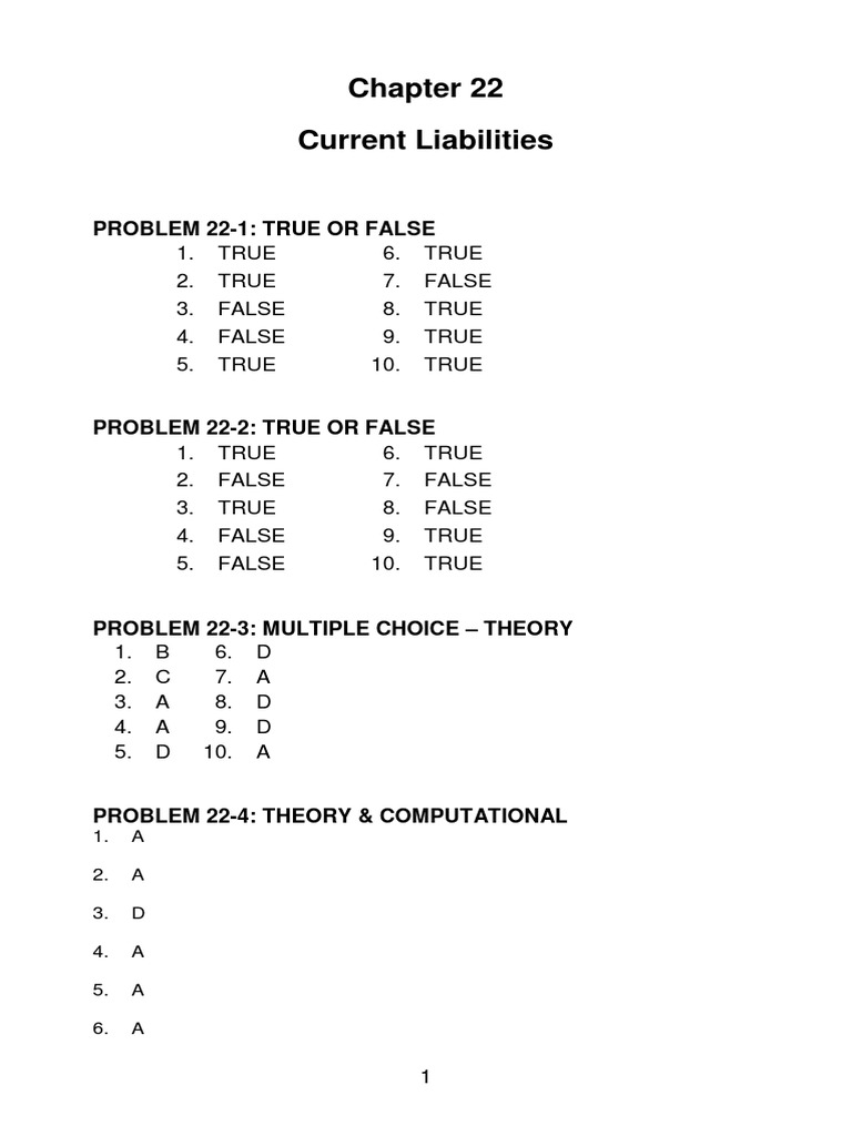 Teacher's Manual - Chapter 22 Current Liabilities | PDF | Debits And ...