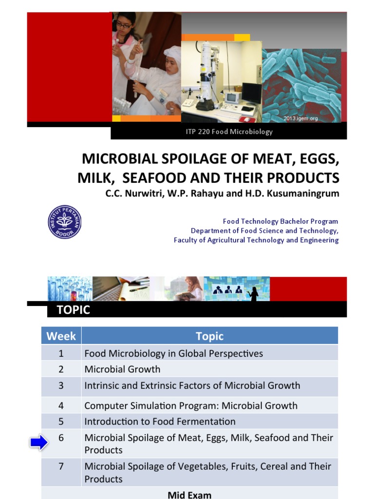 Spoilage of Meat, Egg, Milk and Seafood, Lecture 6-Revised 2016 Short ...