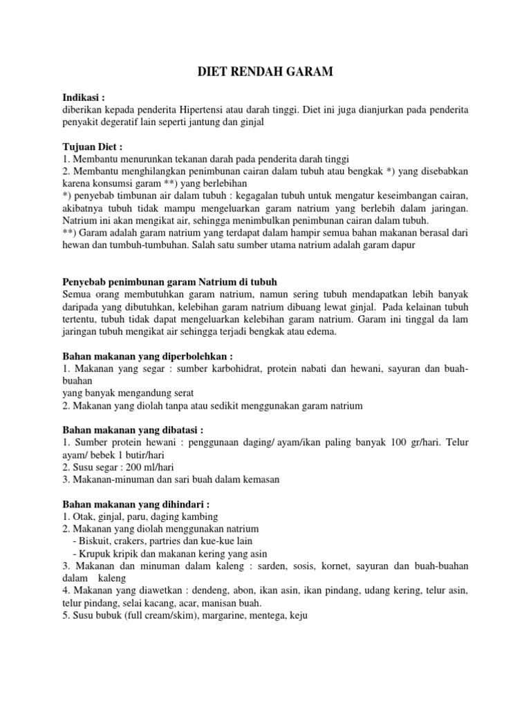 Diet Rendah Garam | PDF | Memasak, Makanan, & Anggur | Teknologi & Rekayasa