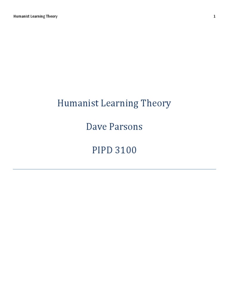 Humanist Learning Theory | PDF | Learning Theory (Education) | Self Actualization
