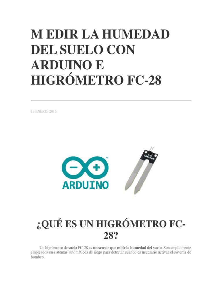 Medir La Humedad Del Suelo Con Arduino e Higrómetro FC | PDF | Sensor ...