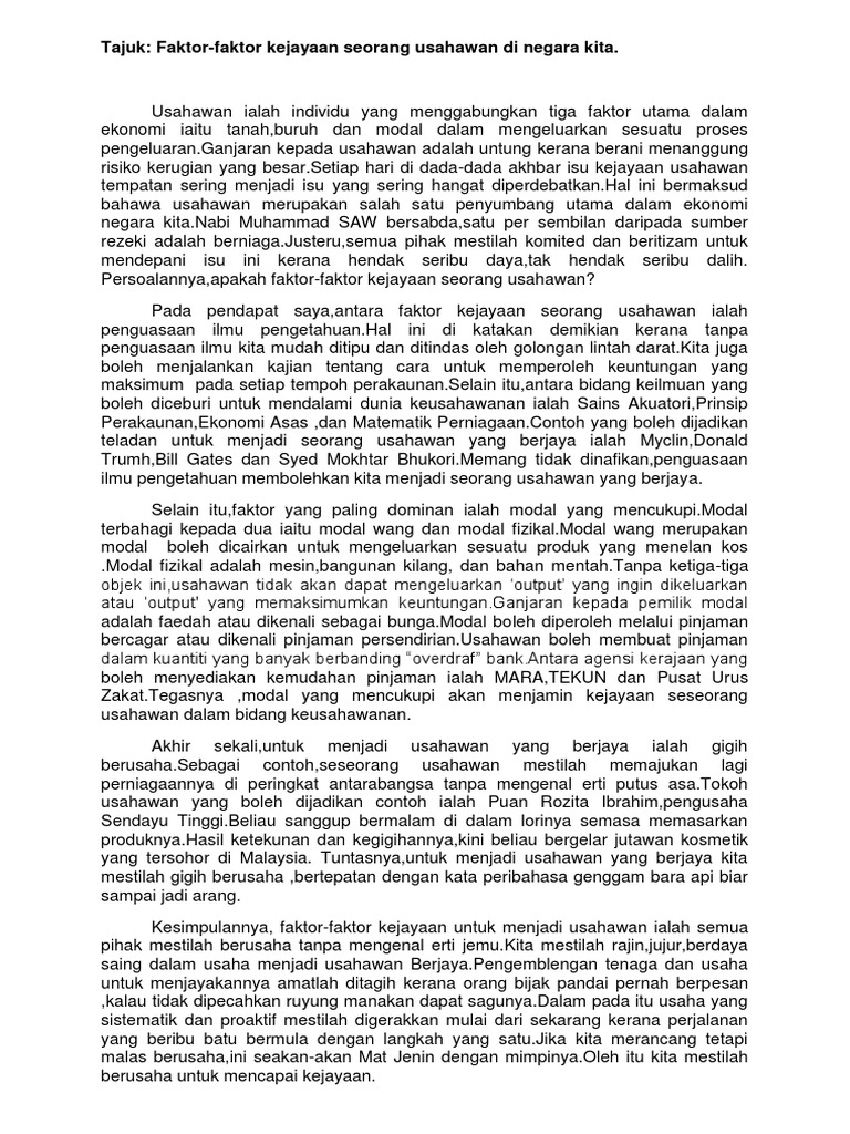 Contoh Karangan Syarahan BM THN 5 | PDF