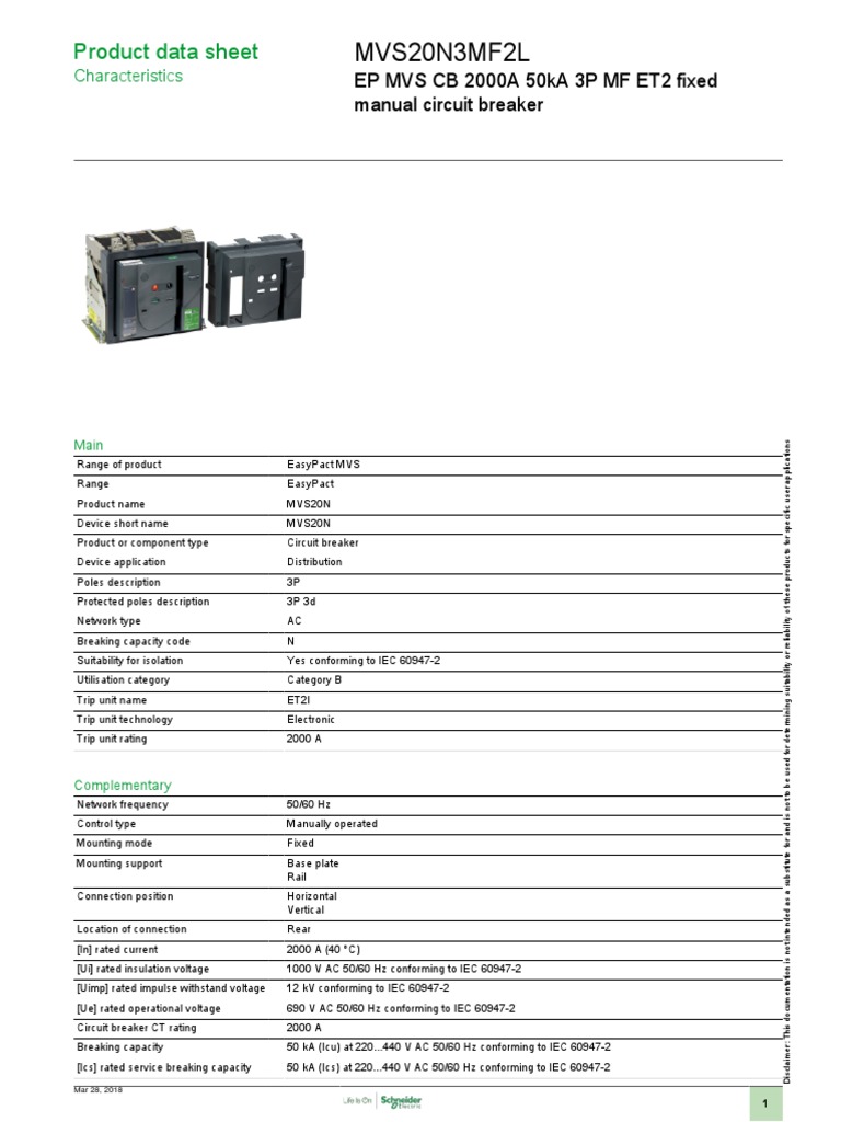 EasyPact MVS - MVS20N3MF2L | PDF | Electrical Components | Electric Power
