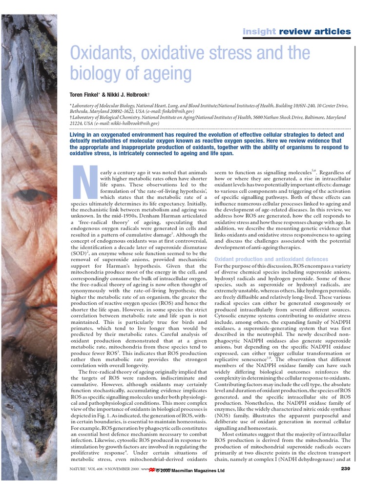 Oxidants, Oxidative Stress and The Biology of Ageing: Insight | PDF ...