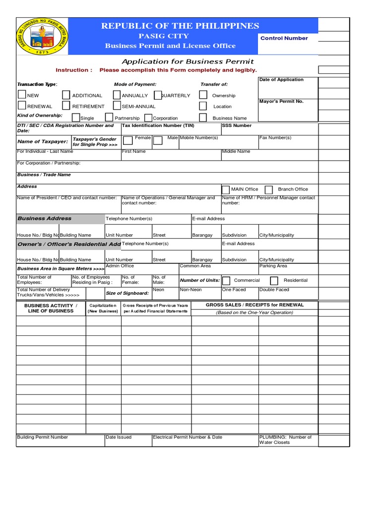 Application For Business Permit | PDF | Taxpayer | Business