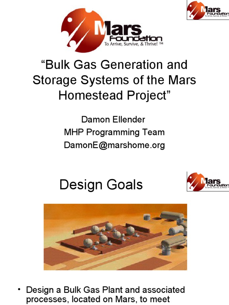 Bulk Gas Generation and Storage Systems of The Mars Homestead Project ...