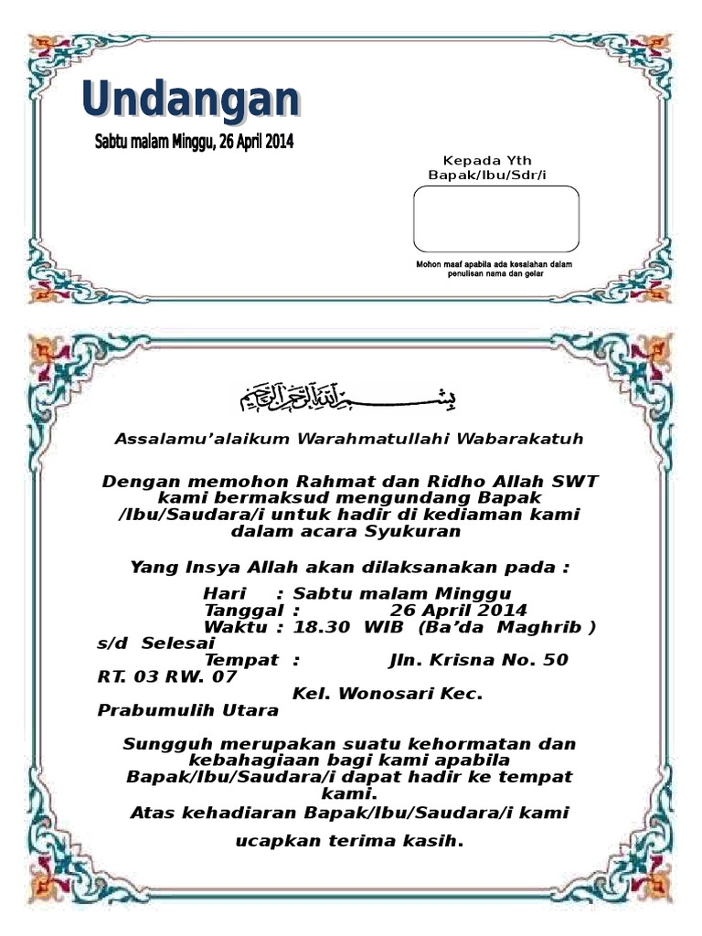 Desain Undangan SYukuran | PDF