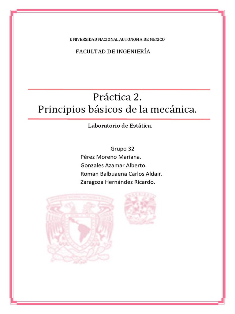 Practica 2 Estatica | PDF | Fuerza | Movimiento (física)