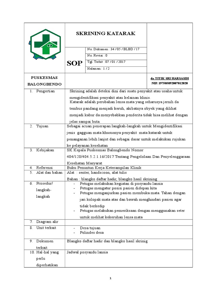 Sop Skrining Katarak | PDF | Sains & Matematika