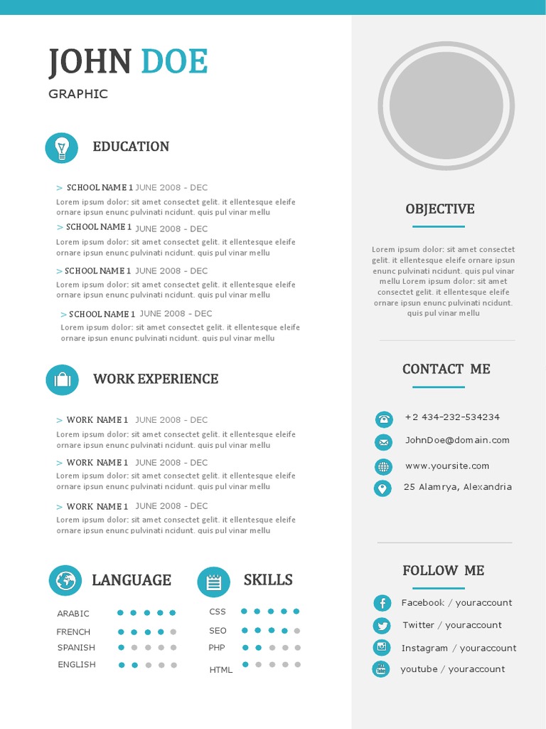 One Page CV Template # 01 | PDF | World Wide Web | Internet & Web