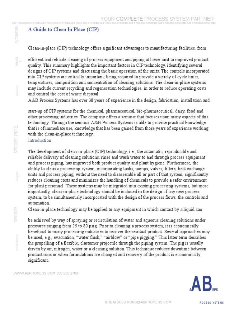 A Guide To CIP | PDF | Chemistry | Chemicals