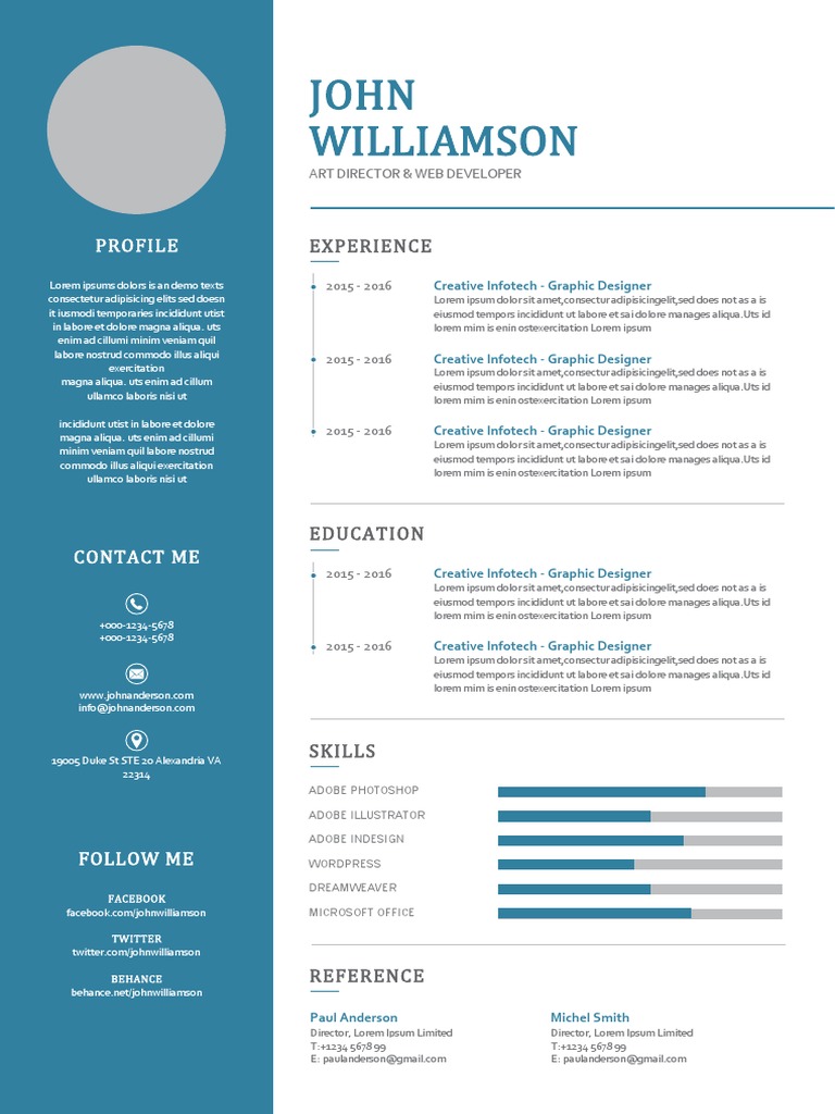 One Page CV Template # 06 | PDF | Adobe Creative Suite | Application ...