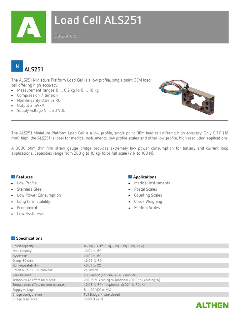 Load Cell Data Sheet | PDF | Electrical Engineering | Manufactured Goods