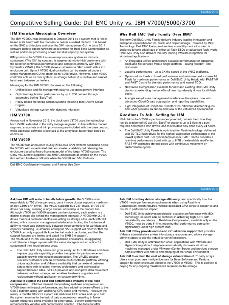 Competition SG Unity Vs Ibm Storwize | PDF | V Mware | Computer Data Storage