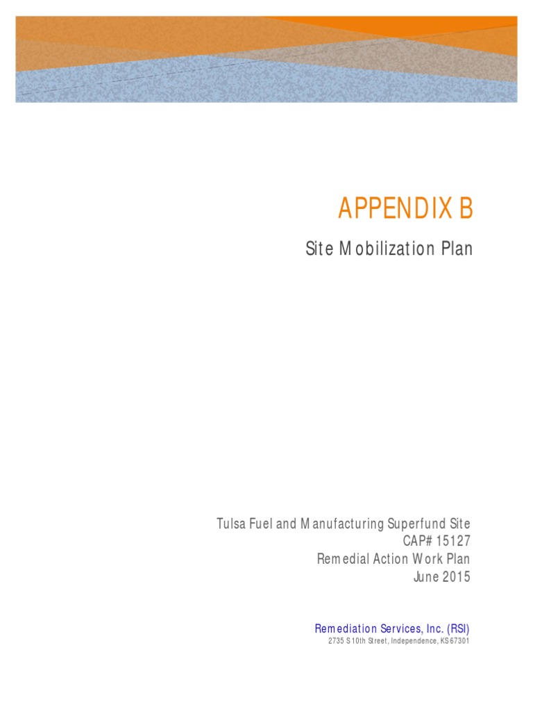 Site Mobilization Plan for TFM Site | PDF | Superfund | Nature