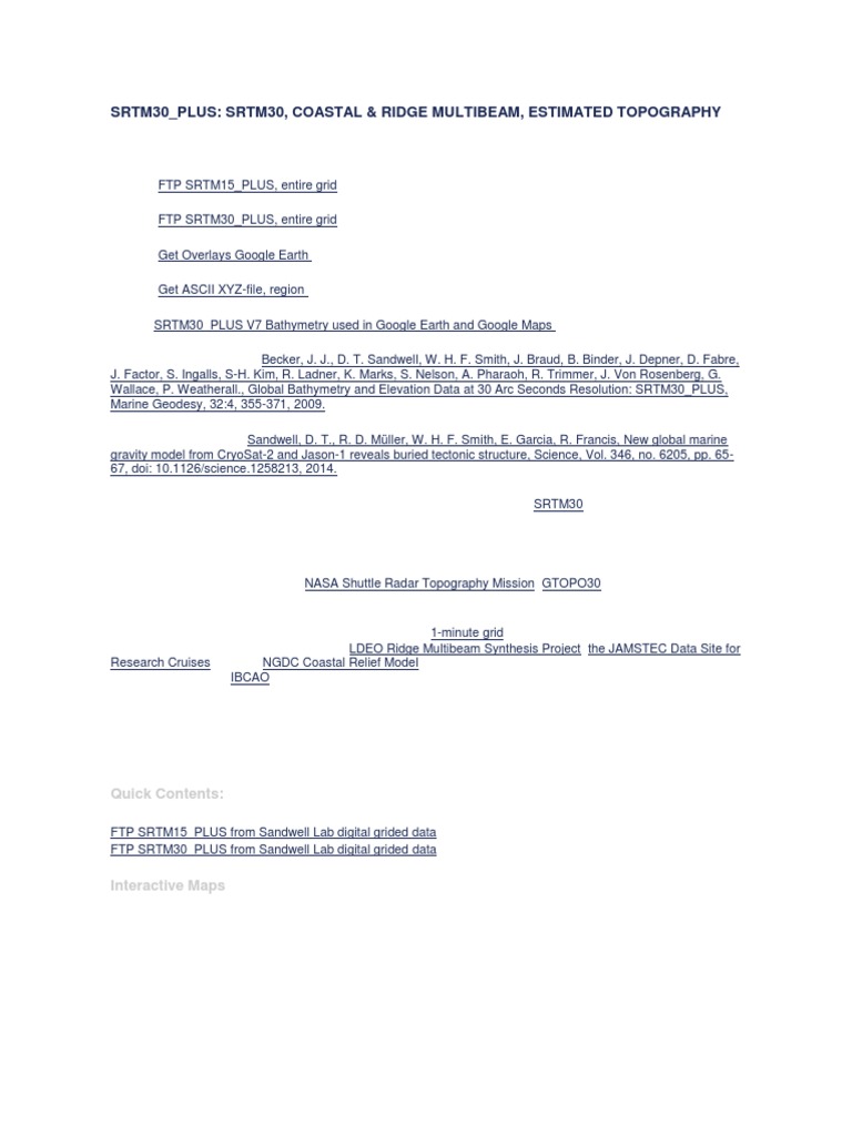 Srtm30 Plus | Download Free PDF | Topography | Geophysics