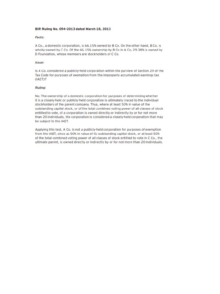 06 BIR Ruling 94-2013 | PDF