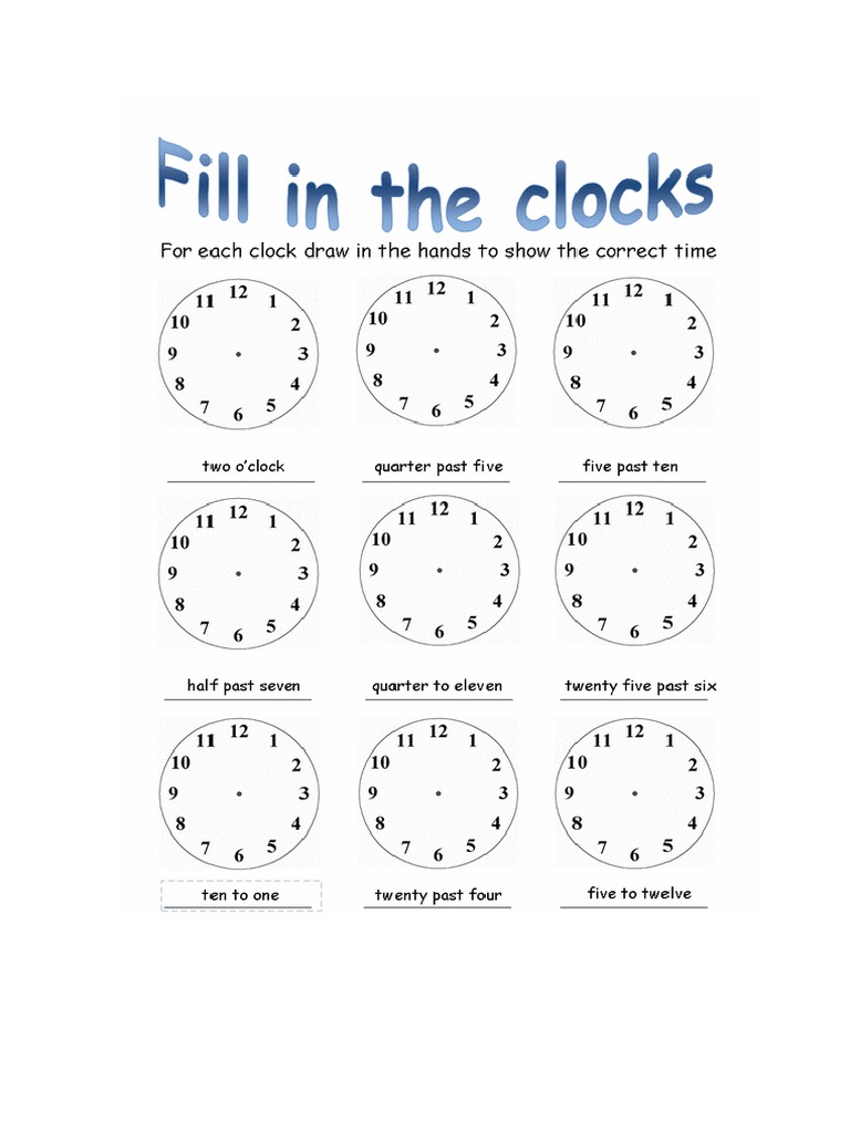 Fill in The Clocks | PDF