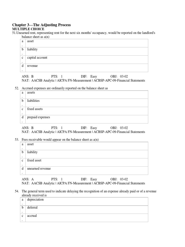 Chapter 3-The Adjusting Process: Multiple Choice | PDF