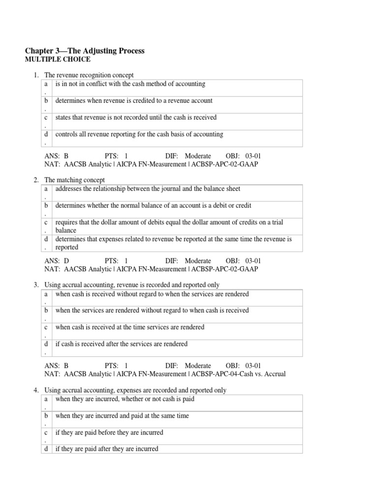Chapter 3-The Adjusting Process: Multiple Choice | PDF