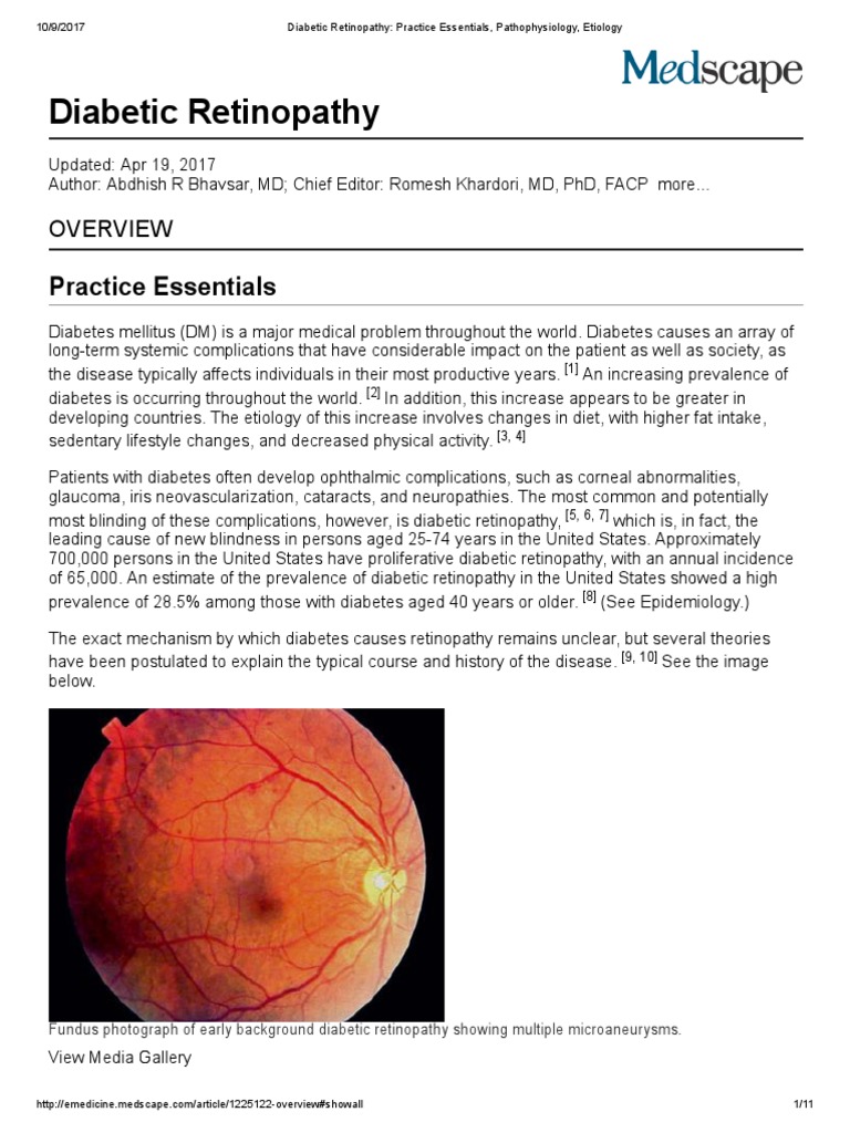 Diabetic Retinopathy - Practice Essentials, Pathophysiology, Etiology ...