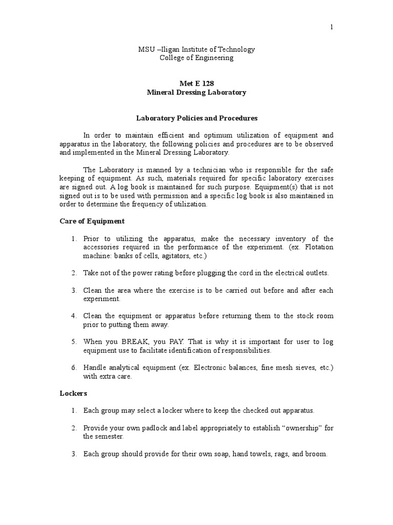Mineral Dressing Laboratory Guidelines | PDF | Mill (Grinding) | Materials
