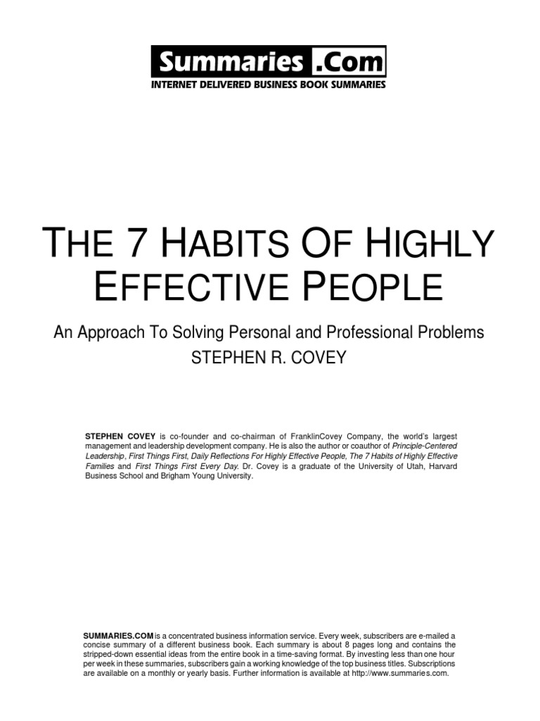 The 7 Habits of Highly Effective People PDF | PDF | Thought | Paradigm