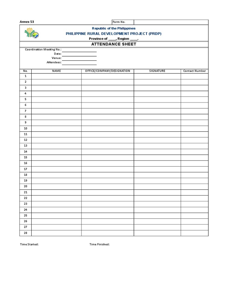 Attendance Sheet: Philippine Rural Development Project (PRDP) | PDF ...