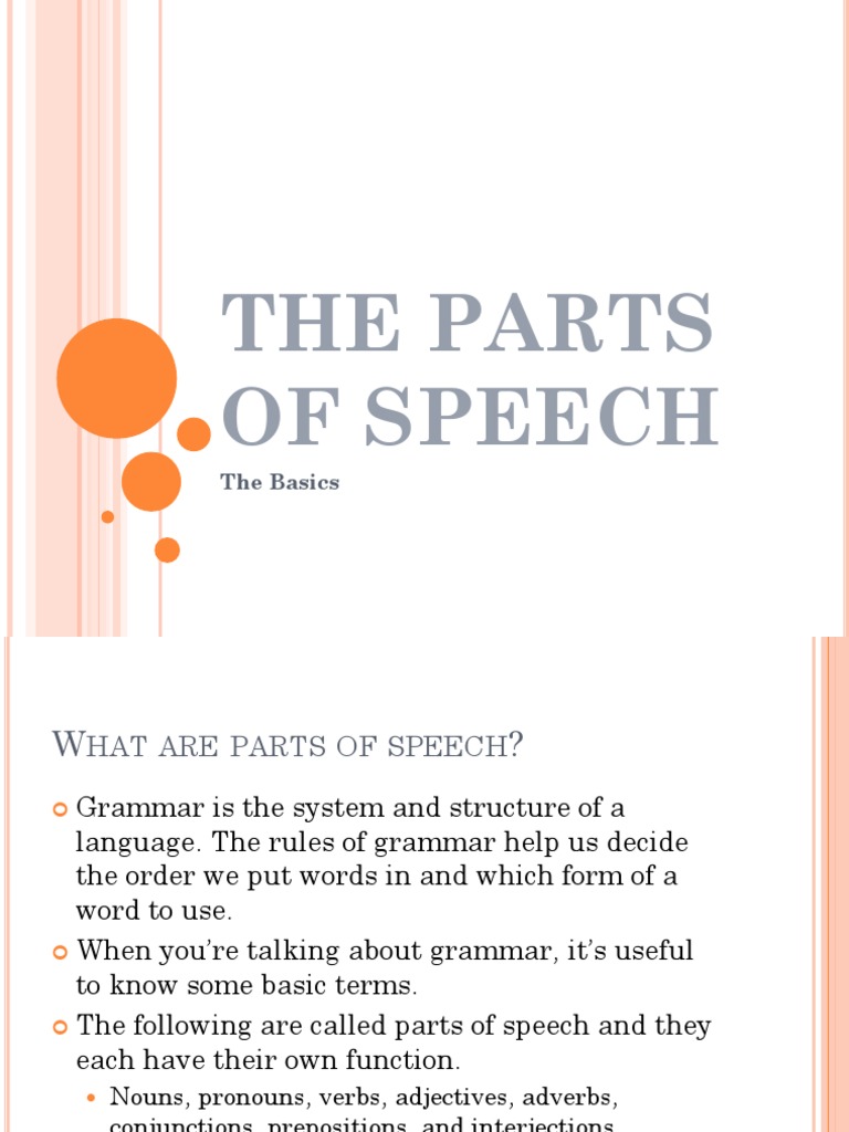 The Parts of Speech | PDF | Part Of Speech | Preposition And Postposition