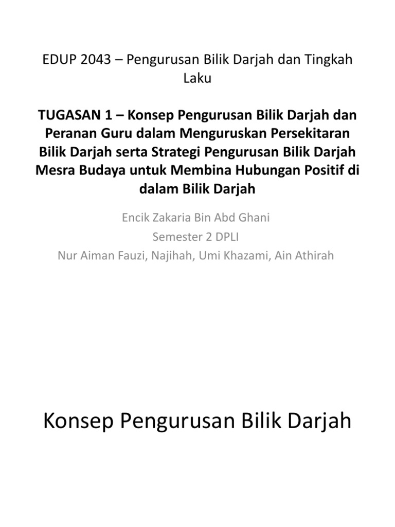EDUP 2043 -新 Pengurusan Bilik Darjah Dan Tingkah (Tugasan 1) | PDF