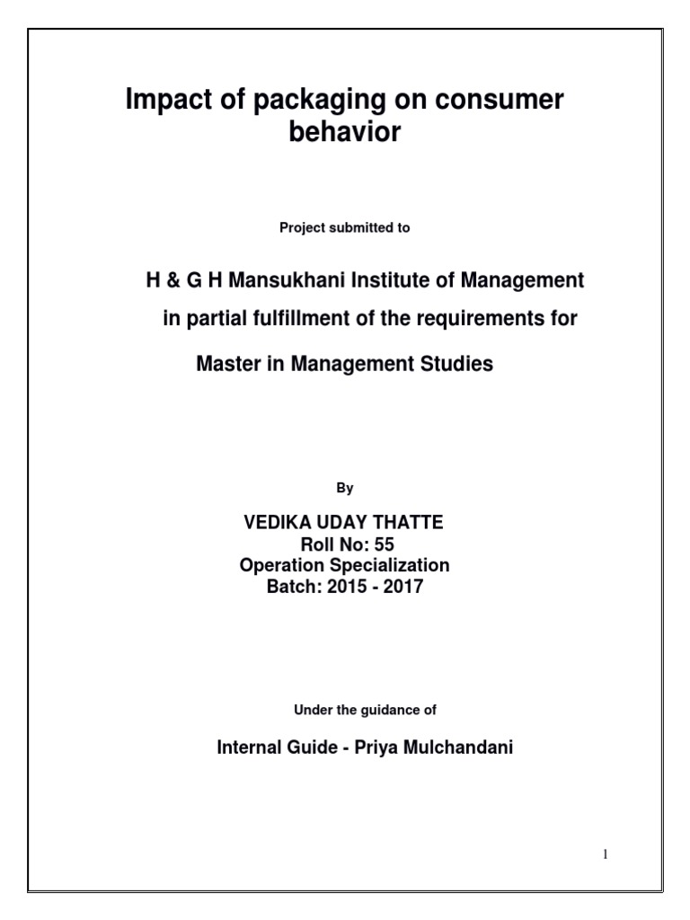 Impact of Packaging On Consumer Behavior | PDF | Survey Methodology ...