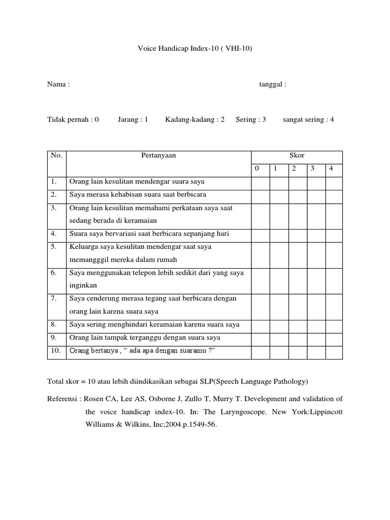 Voice Handicap Index-10 | PDF