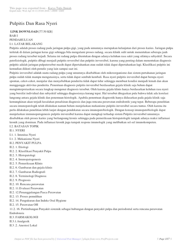 Pulpitis Dan Rasa Nyeri PDF | PDF | Pengembangan Diri | Kesehatan Holistik